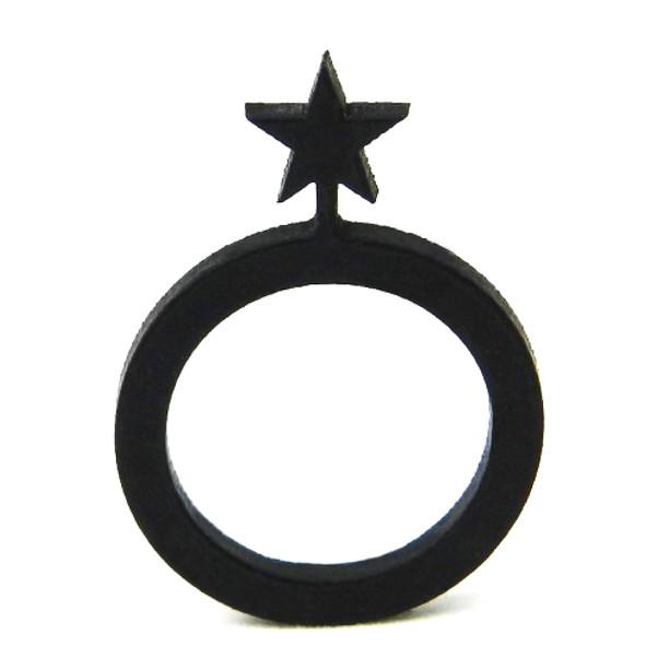 Stern Ring, Schwarzer Ring aus nachhaltigem Fairtrade Naturkautschuk